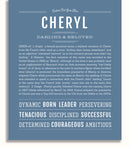 Cheryl Personalized Name Meaning Art Prints – Name Stories