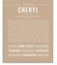 Cheryl Personalized Name Meaning Art Prints – Name Stories