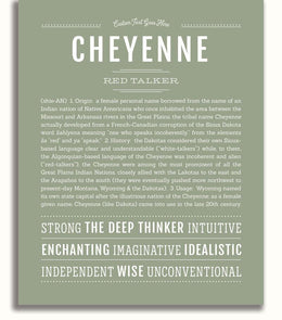 Cheyenne Personalized Name Meaning Art Prints – Name Stories