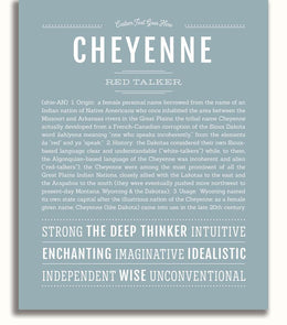 Cheyenne Personalized Name Meaning Art Prints – Name Stories