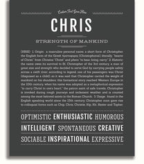 Chris Personalized Name Meaning Art Prints – Name Stories