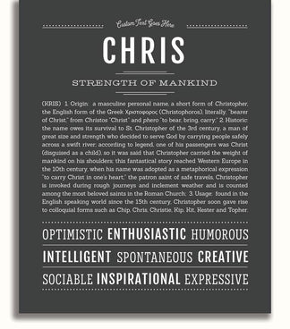 Chris Personalized Name Meaning Art Prints – Name Stories