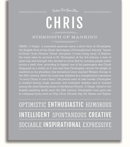 Chris Personalized Name Meaning Art Prints – Name Stories