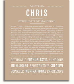 Chris Personalized Name Meaning Art Prints – Name Stories