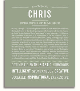 Chris Personalized Name Meaning Art Prints – Name Stories