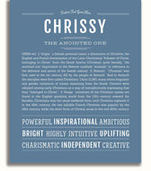 Chrissy Personalized Name Meaning Art Prints – Name Stories