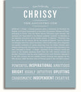 Chrissy Personalized Name Meaning Art Prints – Name Stories
