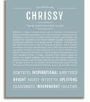 Chrissy Personalized Name Meaning Art Prints – Name Stories