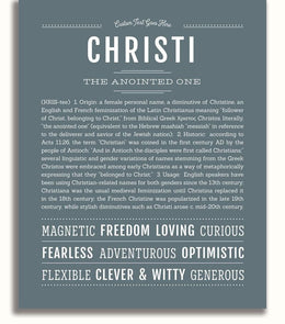 Christi Personalized Name Meaning Art Prints – Name Stories