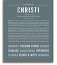 Christi Personalized Name Meaning Art Prints – Name Stories