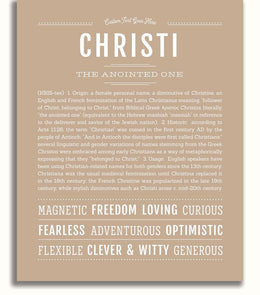 Christi Personalized Name Meaning Art Prints – Name Stories