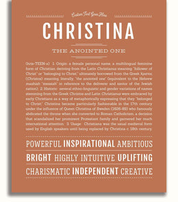 Christina Personalized Name Meaning Art Prints – Name Stories