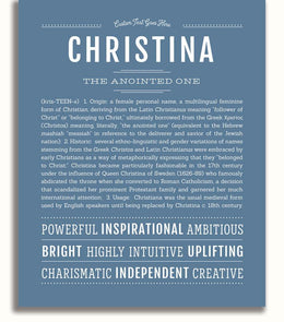 Christina Personalized Name Meaning Art Prints – Name Stories