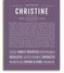 Christine Personalized Name Meaning Art Prints – Name Stories