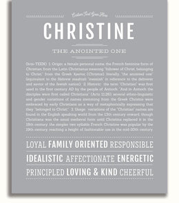 Christine Personalized Name Meaning Art Prints – Name Stories