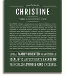 Christine Personalized Name Meaning Art Prints – Name Stories