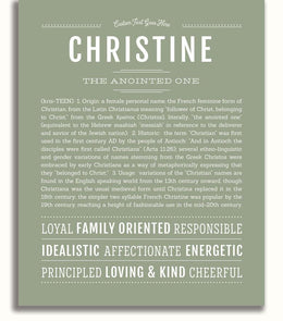 Christine Personalized Name Meaning Art Prints – Name Stories