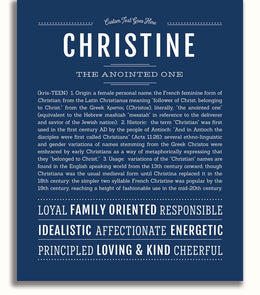 Christine Personalized Name Meaning Art Prints – Name Stories