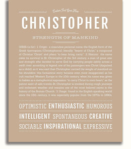 Christopher Personalized Name Meaning Art Prints – Name Stories