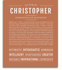 Christopher Personalized Name Meaning Art Prints – Name Stories
