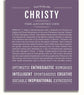 Christy Personalized Name Meaning Art Prints – Name Stories