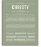 Christy Personalized Name Meaning Art Prints – Name Stories