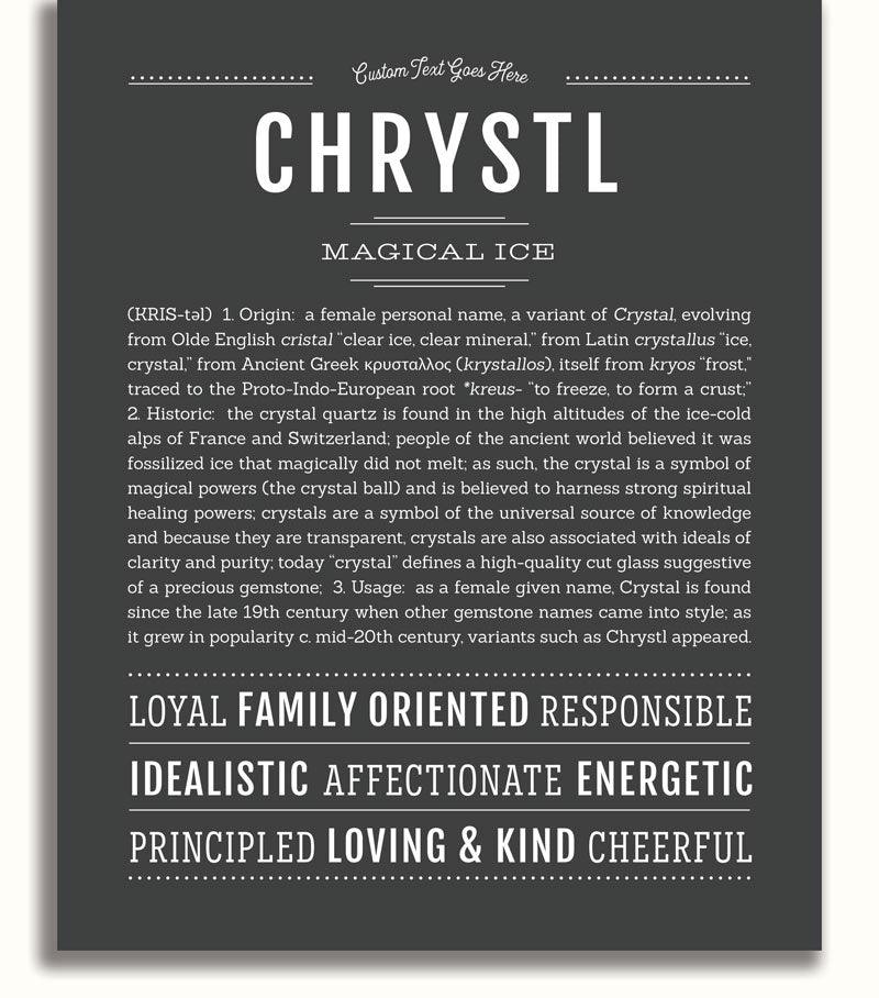 Chrystl Personalized Name Meaning Art Prints – Name Stories