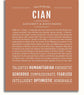 Cian Personalized Name Meaning Art Prints – Name Stories