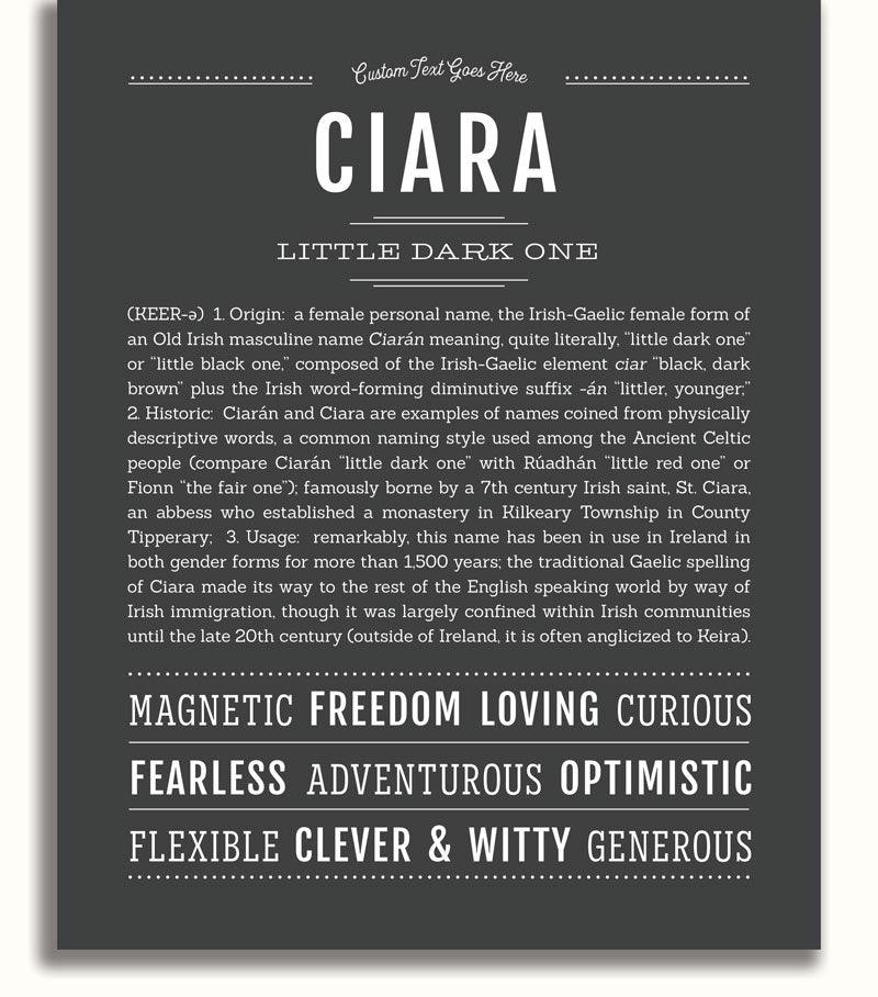 Ciara Personalized Name Meaning Art Prints – Name Stories