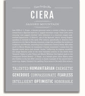 Ciera Personalized Name Meaning Art Prints – Name Stories