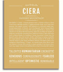 Ciera Personalized Name Meaning Art Prints – Name Stories