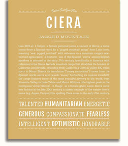 Ciera Personalized Name Meaning Art Prints – Name Stories