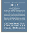 Ciera Personalized Name Meaning Art Prints – Name Stories