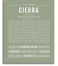 Cierra Personalized Name Meaning Art Prints – Name Stories