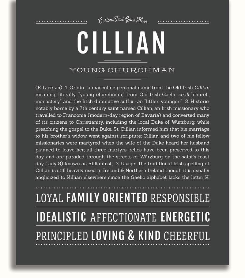 Cillian Personalized Name Meaning Art Prints – Name Stories