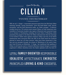 Cillian Personalized Name Meaning Art Prints – Name Stories
