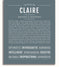Claire Personalized Name Meaning Art Prints – Name Stories