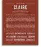 Claire Personalized Name Meaning Art Prints – Name Stories