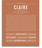 Claire Personalized Name Meaning Art Prints – Name Stories