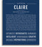 Claire | Name Art Print – Name Stories