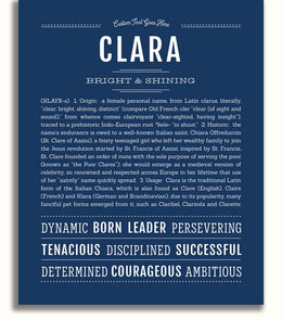 Clara Personalized Name Meaning Art Prints – Name Stories