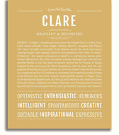 Clare | Name Art Print – Name Stories