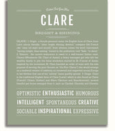 Clare | Name Art Print – Name Stories