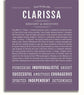 Clarissa Personalized Name Meaning Art Prints – Name Stories