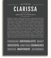 Clarissa Personalized Name Meaning Art Prints – Name Stories