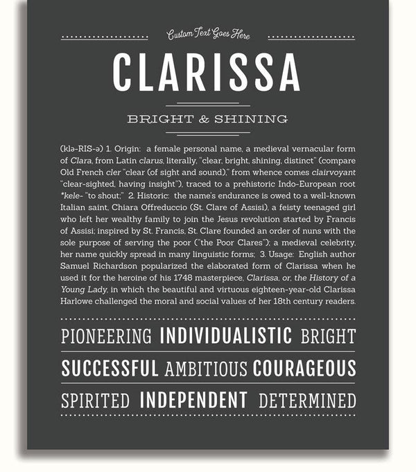 Clarissa | Name Art Print - Personalized Custom Gifts – Name Stories
