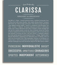 Clarissa Personalized Name Meaning Art Prints – Name Stories