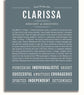 Clarissa Personalized Name Meaning Art Prints – Name Stories