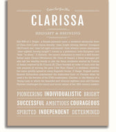 Clarissa Personalized Name Meaning Art Prints – Name Stories
