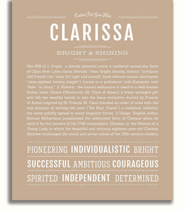 Clarissa Personalized Name Meaning Art Prints – Name Stories